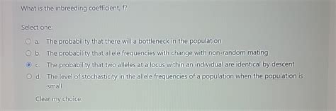 Solved What Is The Inbreeding Coefficient F Select One A