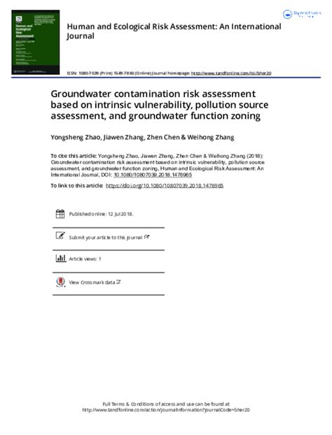 Pdf Groundwater Contamination Risk Assessment Based On Advection Dispersion Equation