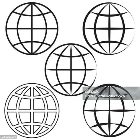 전역 그리드 아이콘 세트입니다 지리적 구 기호 세계지도 개요 국제 대표 벡터 일러스트 레이 션입니다 주당순이익 10 구에 대한 스톡 벡터 아트 및 기타 이미지 Istock