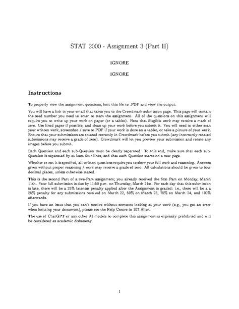 Stat 2000 A3 Part Ii Solutions Stat 2000 Assignment 3 Part Ii Ignore Ignore Instructions