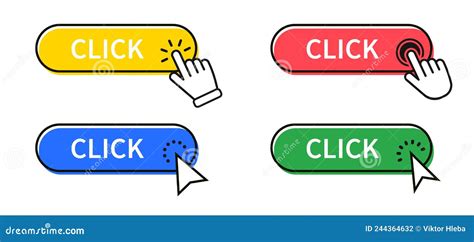 Botón Hacer Clic Aquí Con El Cursor Del Ratón Configurar El Diseño De Sitio Web De Botón