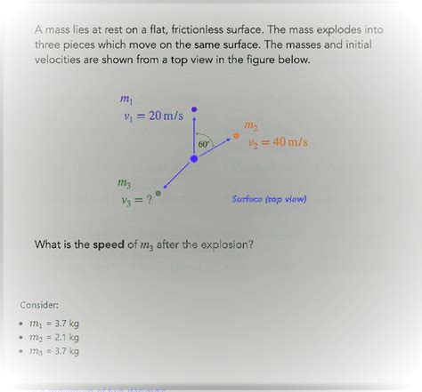 solved a mass lies at rest on a flat frictionless surface the mass