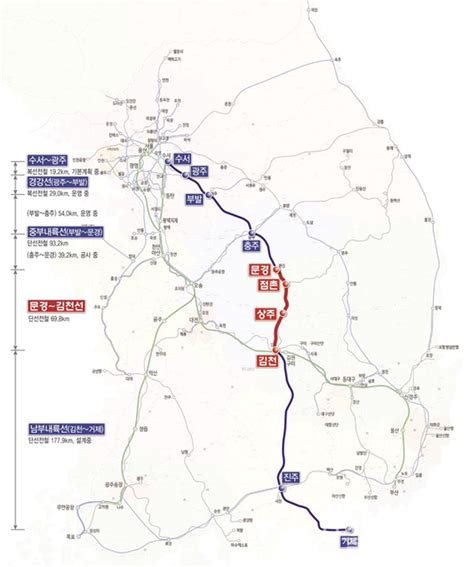 중부내륙철도건설사 예비타당성 통과 문경~상주~김천 연결철도