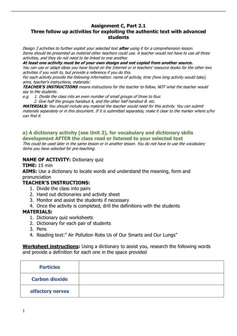 Assignment C Activities Tefl Academy Stuvia Us Assignment C Activities Tefl Academy Stuvia Us
