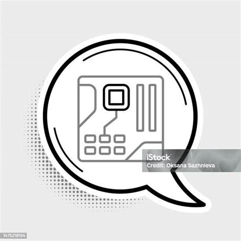 라인 전자 컴퓨터 구성 요소 마더 보드 디지털 칩 통합 과학 아이콘 회색 배경에 격리 회로 기판 다채로운 개요 개념 벡터 Cpu에 대한 스톡 벡터 아트 및 기타 이미지