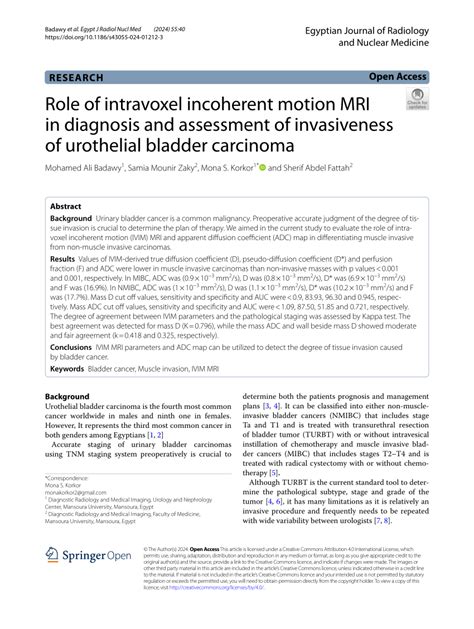 Pdf Role Of Intravoxel Incoherent Motion Mri In Diagnosis And Assessment Of Invasiveness Of
