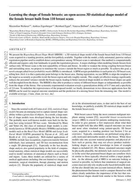 PDF Learning The Shape Of Female Breasts An Open Access D Statistical Shape Model Of The