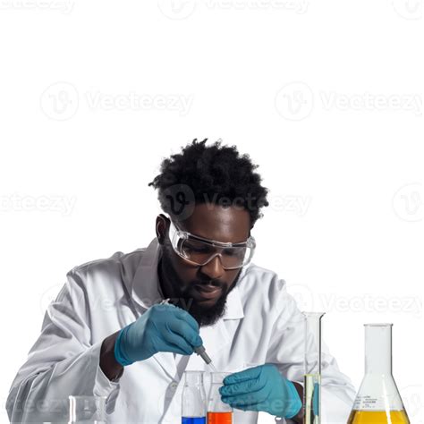 Ai Generated Scientist Performing An Experiment With Colorful Liquids