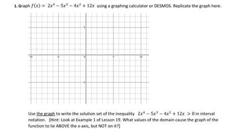 Solved 1 Graph F X 2x4−5x3−4x2 12x Using A Graphing
