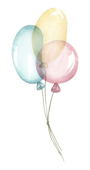 수채화 그림 풍선 인사말 카드 초대장 파티 축하 생일 축하 베이비 샤워 신생아에 대 한 손으로 그린 그림 Isolated 요소 0명에 대한 스톡 벡터 아트 및 기타 이미지