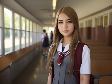Premium Ai Image School Girl