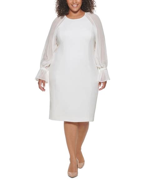 Calvin Klein Plus Size Contrast Sleeve Sheath Dress Macys Calvin