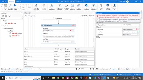 Unable To Execute Add Data Row Activity Activities Uipath