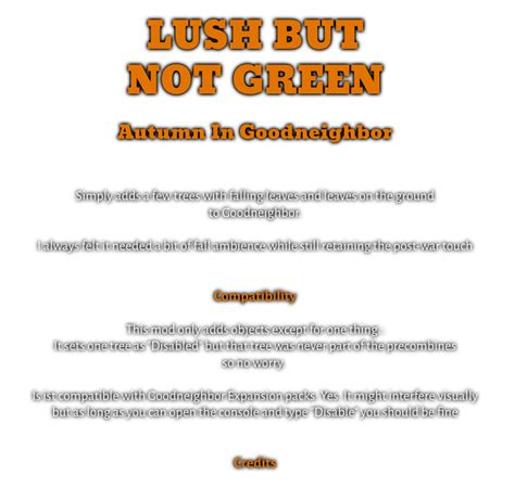 Lush But Not Green Autumn In Goodneighbor Trees And Leaves At