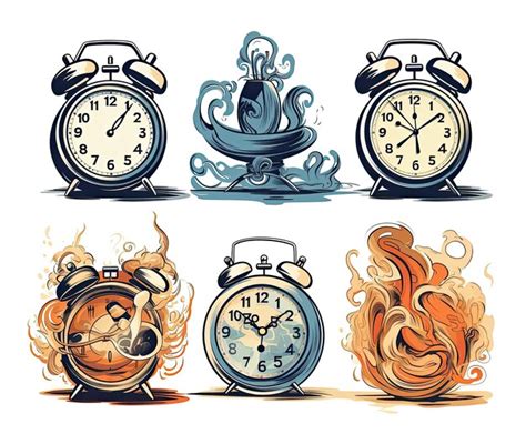 Premium Photo Alarm Clocks Showing Different Types Of Alarms In The Style Of Flowing Silhouettes