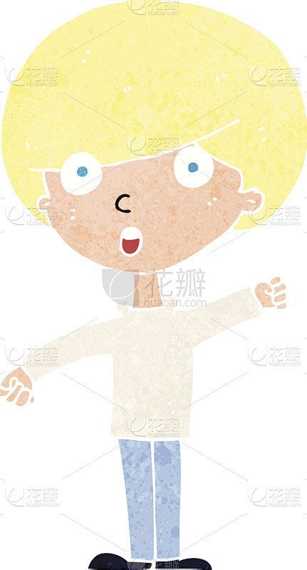 卡通震惊的男孩