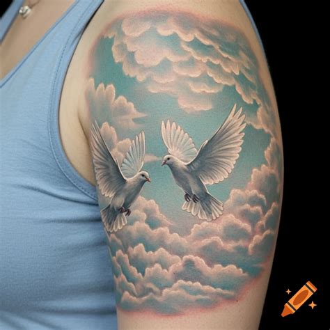 2 Flying Doves Tattoo