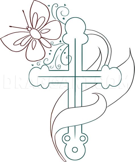 How To Draw A Religious Cross Step By Step Drawing Guide By Dawn DragoArt Cross Coloring
