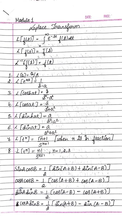 SOLUTION Formulas On Laplace Transform Module Of Rd Sem Engineering Mathematics Studypool