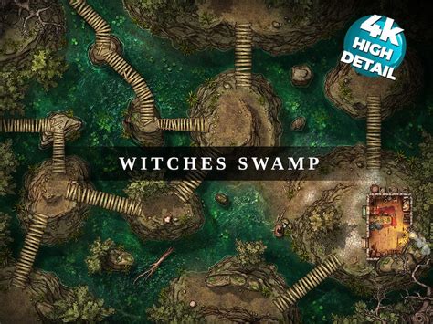 Witches Swamp Battlemap 4k High Detail Dnd Map Digital Map Etsy