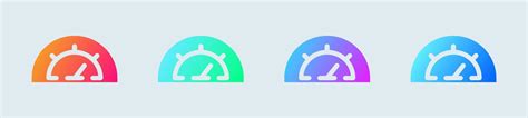Speedometer Solid Icon In Gradient Colors Speed Indicator Signs Vector
