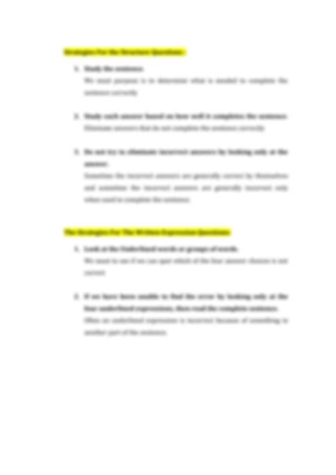 Solution The Strategies Of Structure And Written Expression Toefl Test