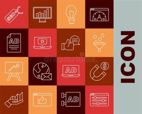 Set Line Browser Setting Magnet With Money Lead Management Light Bulb Concept Of Idea Laptop