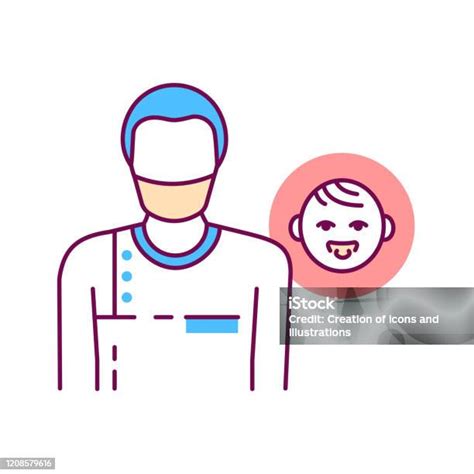 소아 외과 의사 색상 라인 아이콘입니다 어린이를위한 의사 의료 서비스 및 치료 어린이 웹 페이지 모바일 앱 프로모션에 대한 픽토그램 Ui Ux Gui 디자인 요소입니다