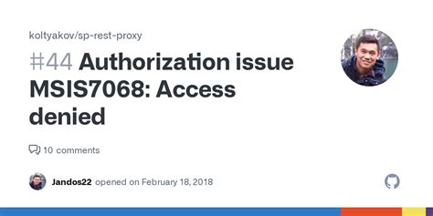 Authorization Issue Msis7068 Access Denied · Issue 44 · Koltyakovsp