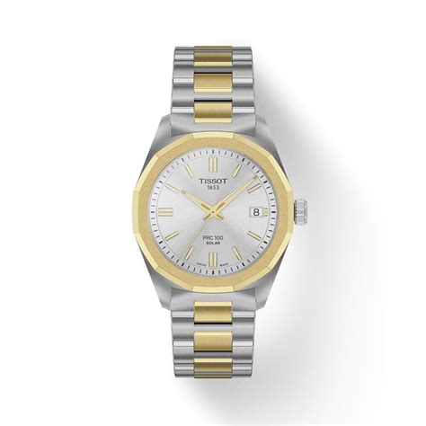 Tissot Prc 100 Solar 34mm Silver Dial Bracelet Watch