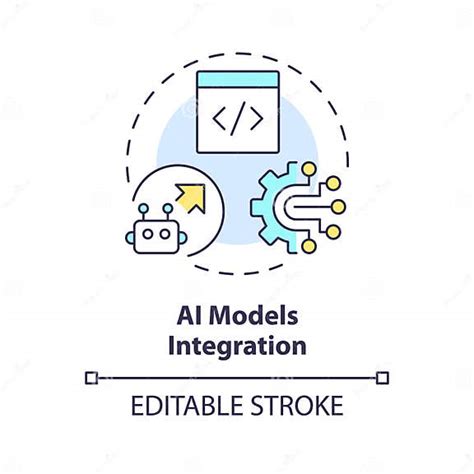 Colorful Thin Line Icon Ai Models Integration Concept Stock