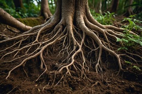 Premium Photo Expansive Tree Roots In Rich Forest Soil