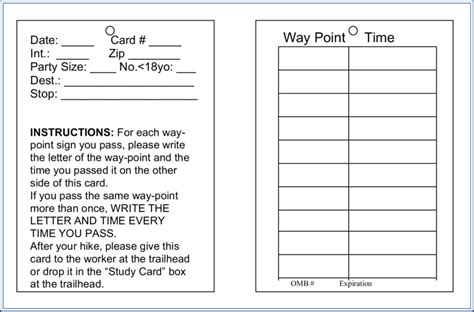 Front And Back Of The Waypoint Card Respondents Used To Record The Download Scientific Diagram