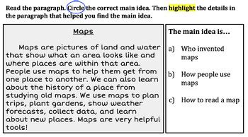 Maps Main Idea Details Activity By Whimsy Ensued TPT