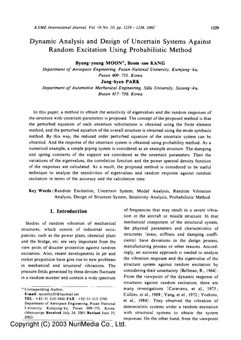 Pdf Dynamic Analysis And Design Of Uncertain Systems Against Random Excitation Using
