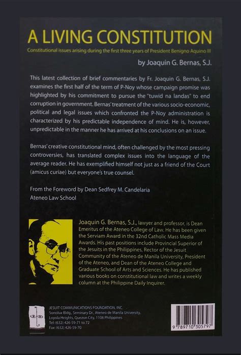 Jescom Philippines Bk A Living Constitution By Fr Joaquin Bernas Sj