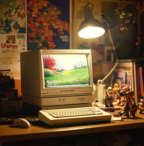 a photograph of an old computer creating a cozy home office atmosphere