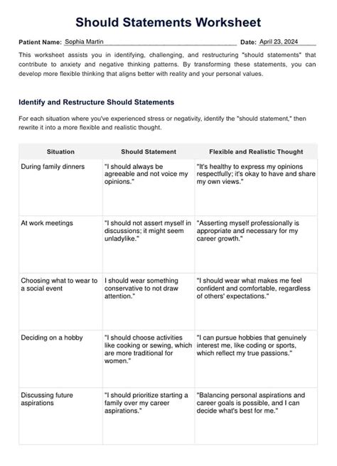 Should Statements Worksheet And Example Free Pdf Download