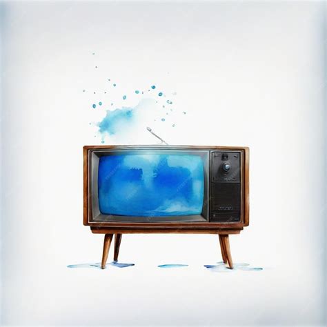 A Drawing Of A Tv With A Blue Sky In The Background Premium Ai
