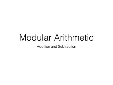Modular Arithmetic Addition And Subtraction Pdf