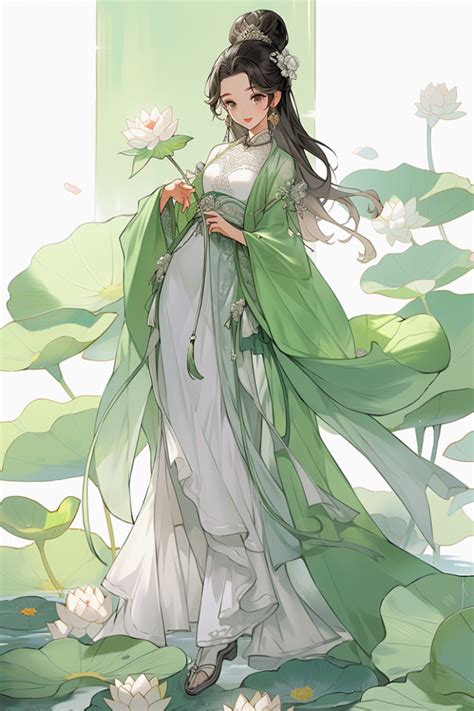 水墨古装少女古风女生插画