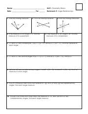 Pages From Unit 1 Geometry Basics Angle Relashionships HW 1 Pdf Name Unit 1 Geometry