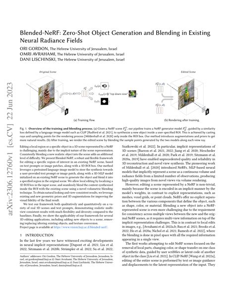 PDF Blended NeRF Zero Shot Object Generation And Blending In Existing Neural Radiance Fields