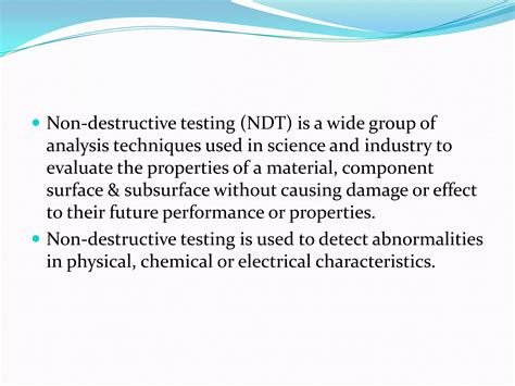 Non Destructive Testing Lab Pptx Medical Tests Medical Health