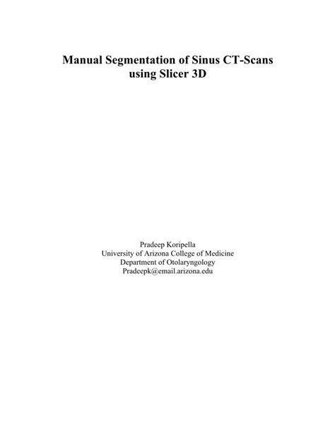 Pdf Manual Segmentation Of Sinus Ct Scans Using Slicer 3d · Maxillary
