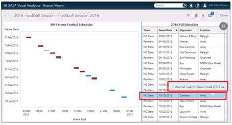 how to create calendar events from sas visual analytics