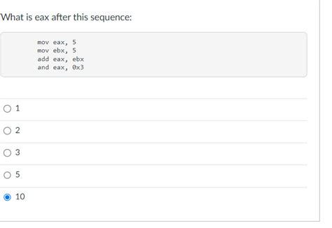 Solved What Is Eax After This Sequence Mov Eax Mov Ebx Chegg