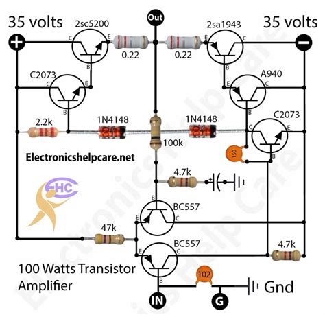 Transistor Amplifier 100 Watts Electronics Help Care Circuit Diagram Amplifier Audio Amplifier