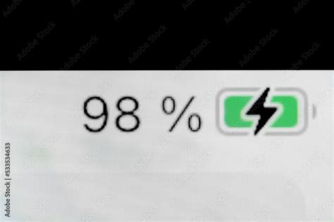 Smartphone Charged Pixel Battery Level Indicator Charging Process Ninety Eight Percent