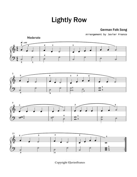 Lightly Row Piano Easy Sheet Etsy